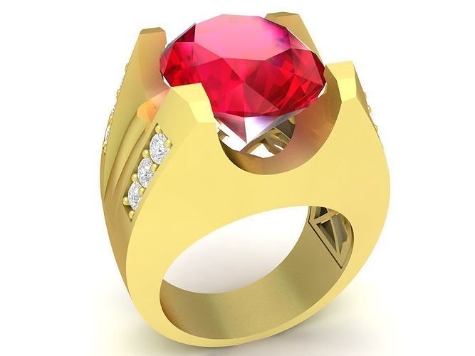 lucky korea oval diamond men ring 3389 3D model 3D printable | CGTrader