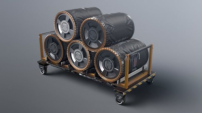 SciFi loaded Barrel Trolley 3D model | CGTrader