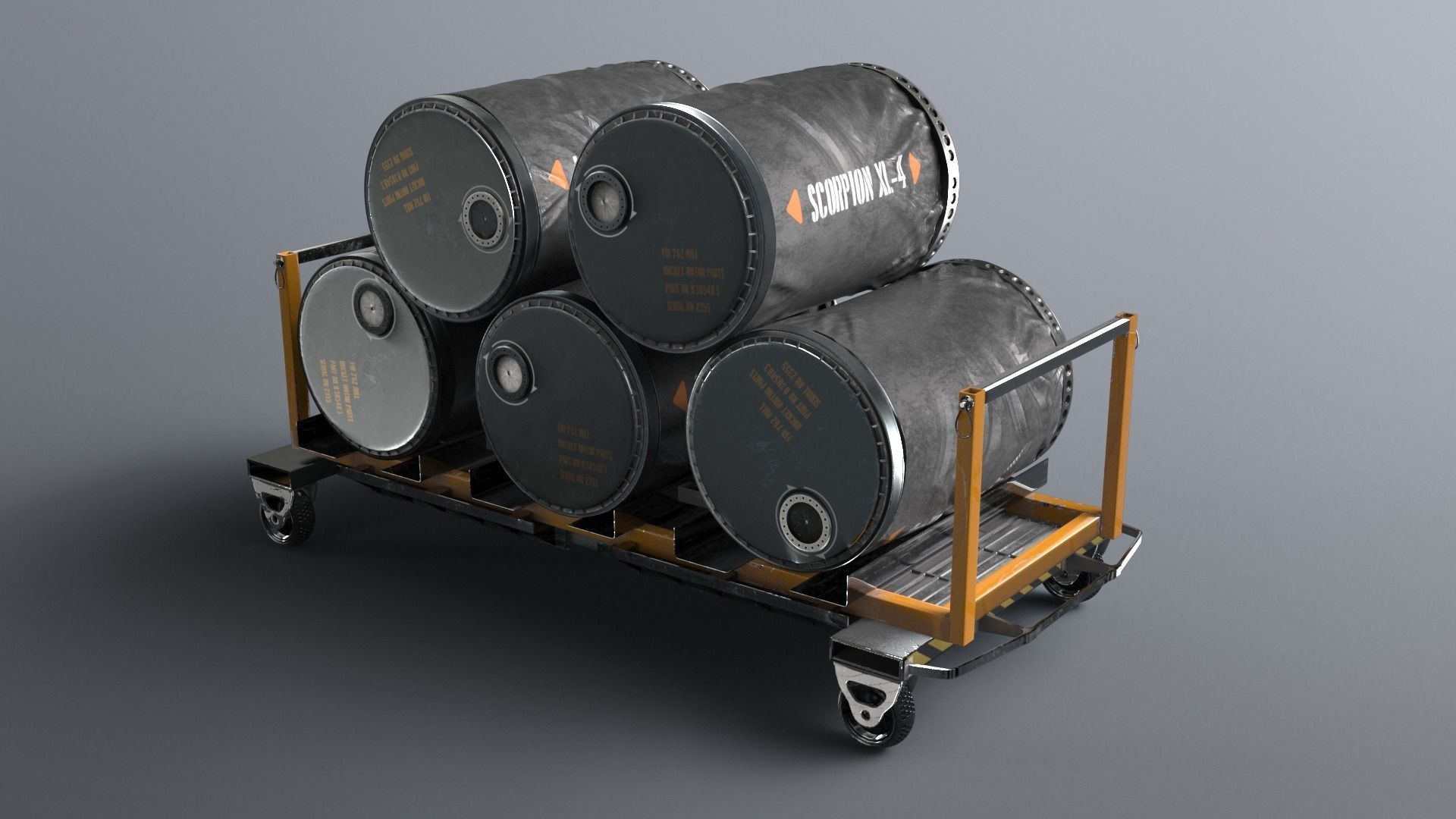 SciFi loaded Barrel Trolley 3D model | CGTrader