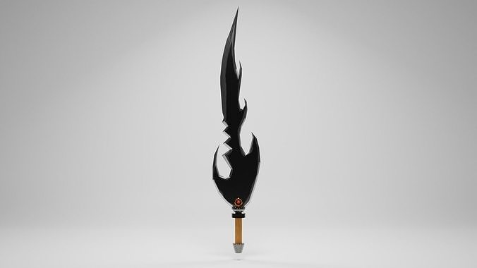3D model Stylized Black Fire Sword Low poly and Game ready VR / AR ...