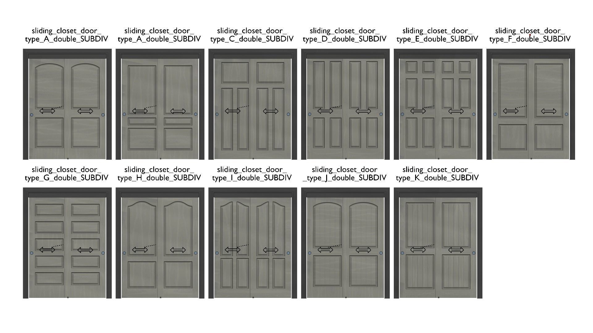 3D model Home Interior Sliding Closet Doors Pack High Poly Low Poly VR ...