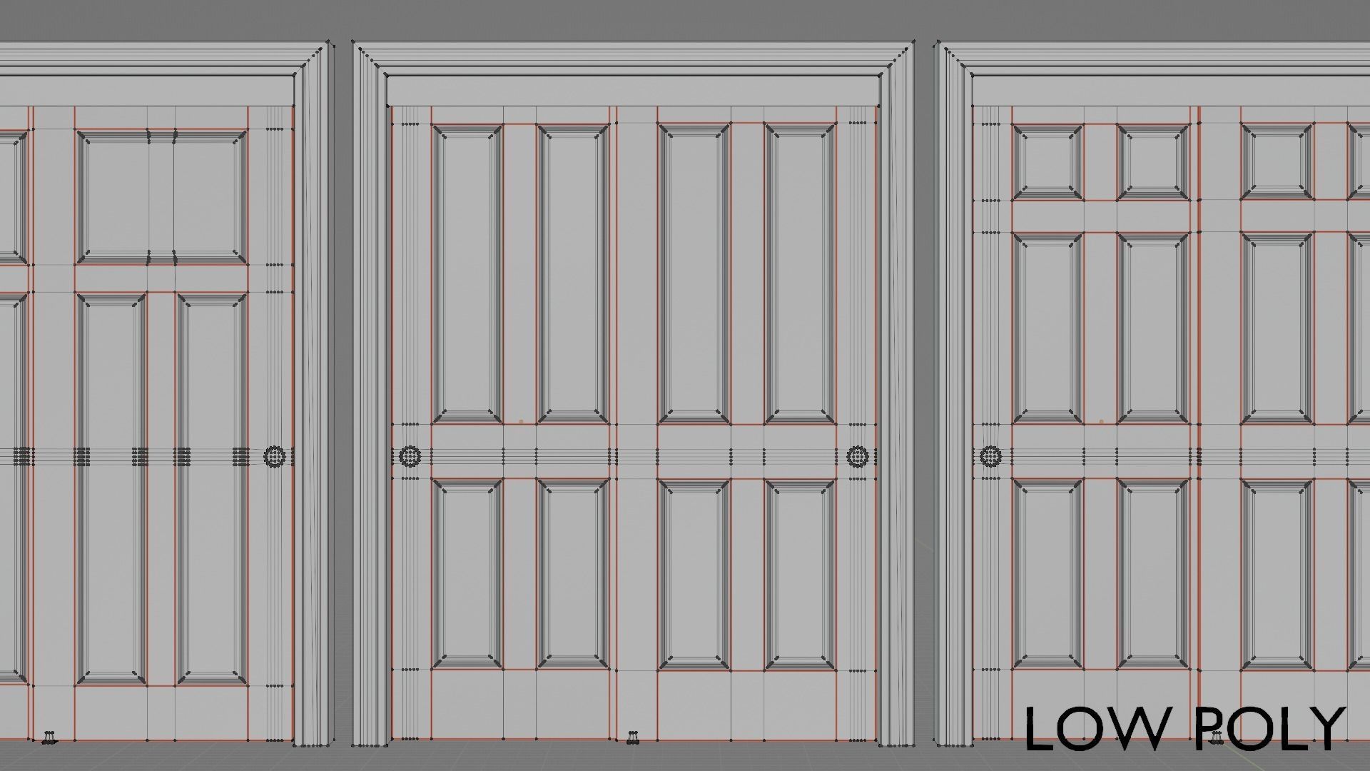 3D model Home Interior Sliding Closet Doors Pack High Poly Low Poly VR ...