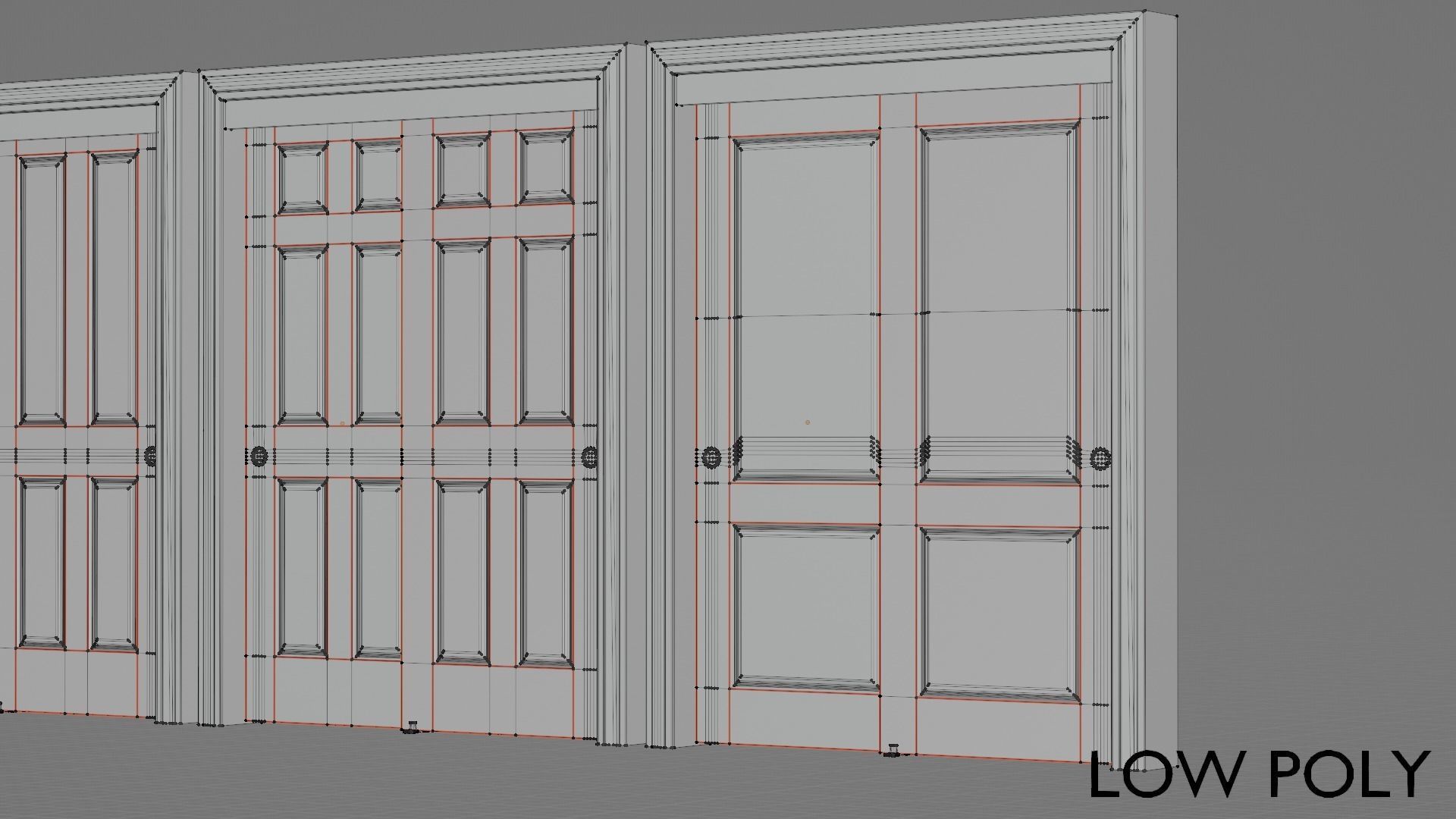 3D model Home Interior Sliding Closet Doors Pack High Poly Low Poly VR ...