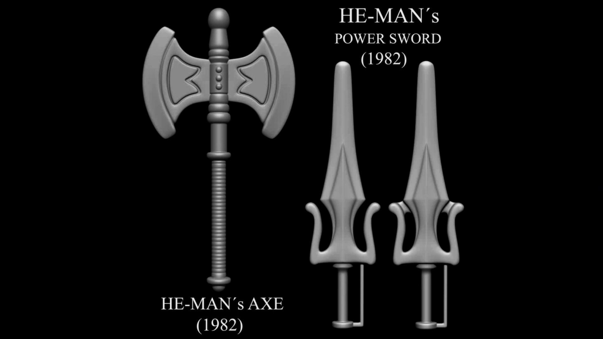 3D PRINTABLE HE-MAN AXE AND POWER SWORD - 1982 - HEMAN WEAPON 3D model ...