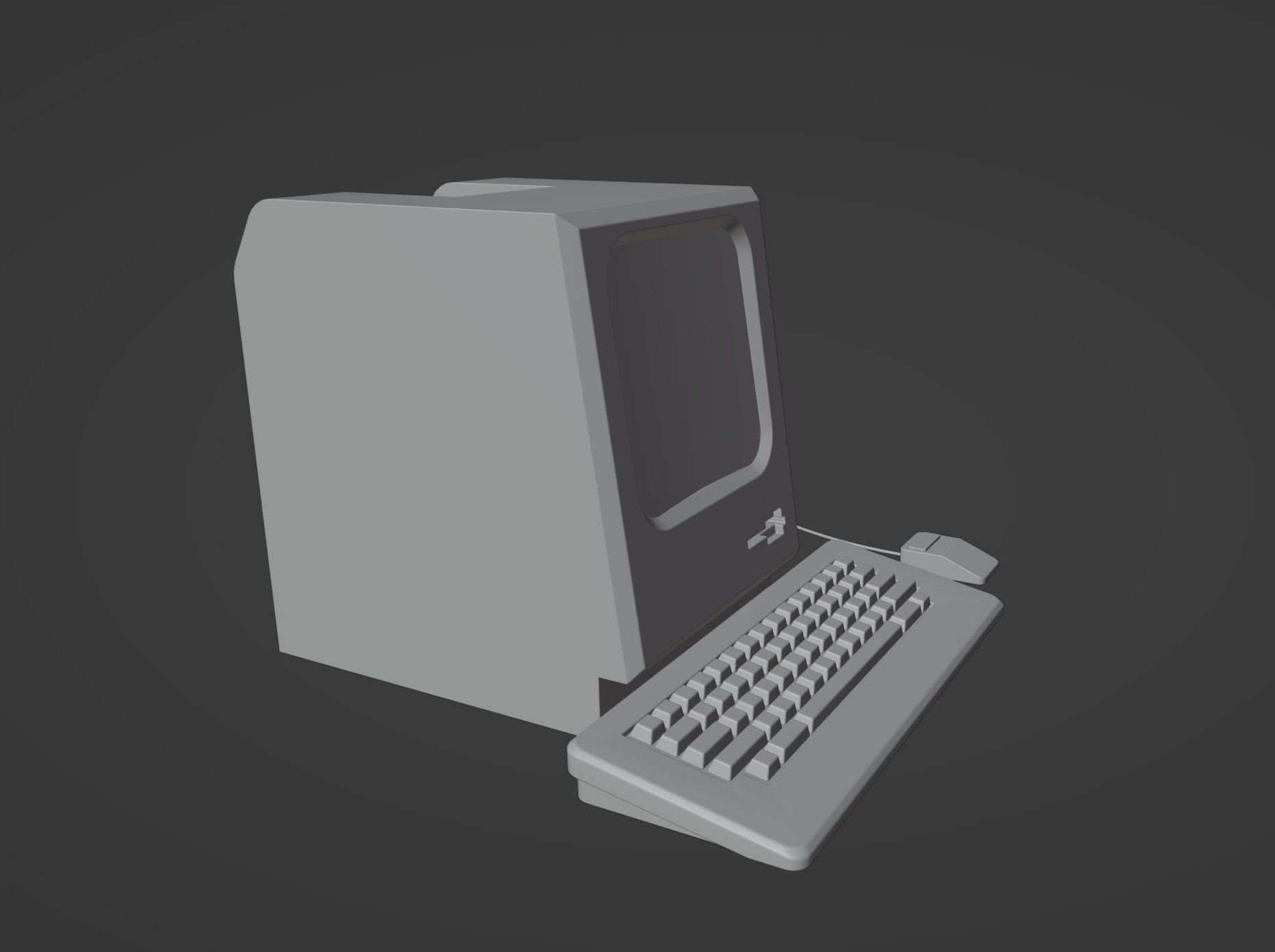 3d model of an old computer with a mouse and keyboard 3D model | CGTrader
