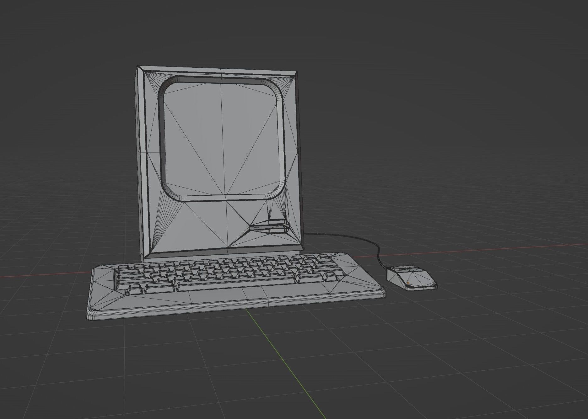 3d model of an old computer with a mouse and keyboard 3D model | CGTrader