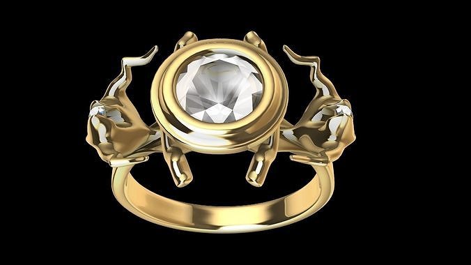 Deer head round brilliant ring stl verified 3D model 3D printable ...