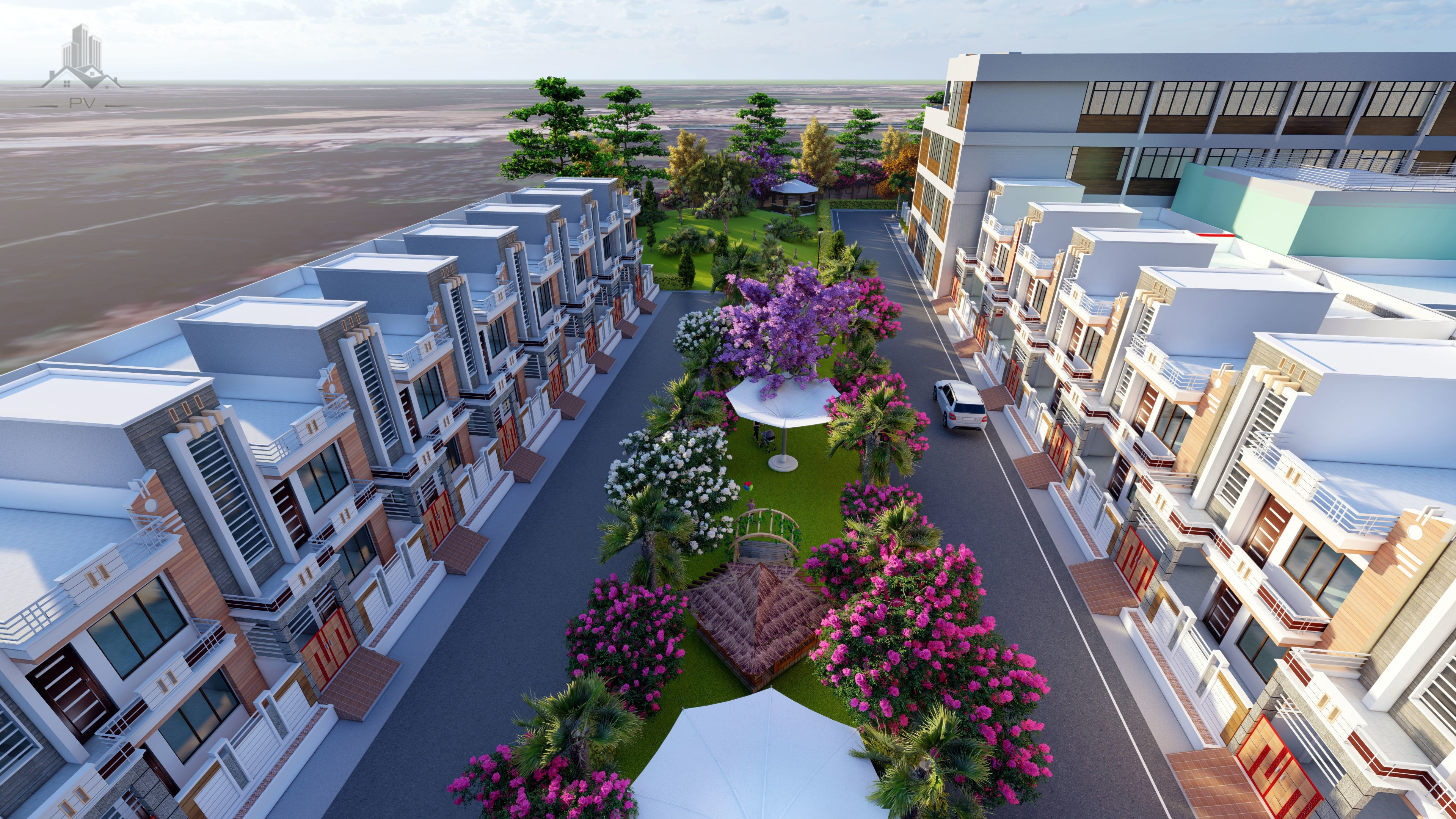 Row Houses Township 3D model | CGTrader