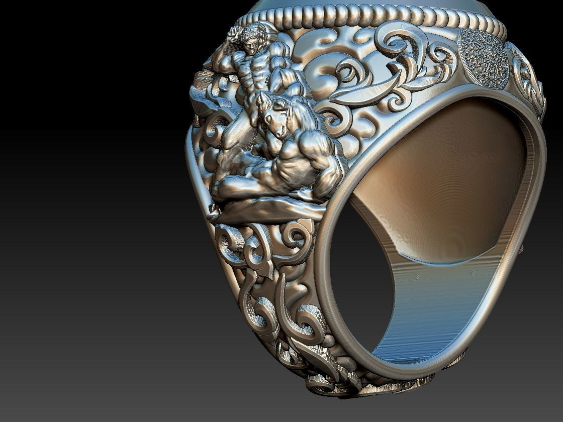 Theseus and Minotaur Greek Mythology Ring - Teseu e Minotauro 3D model ...