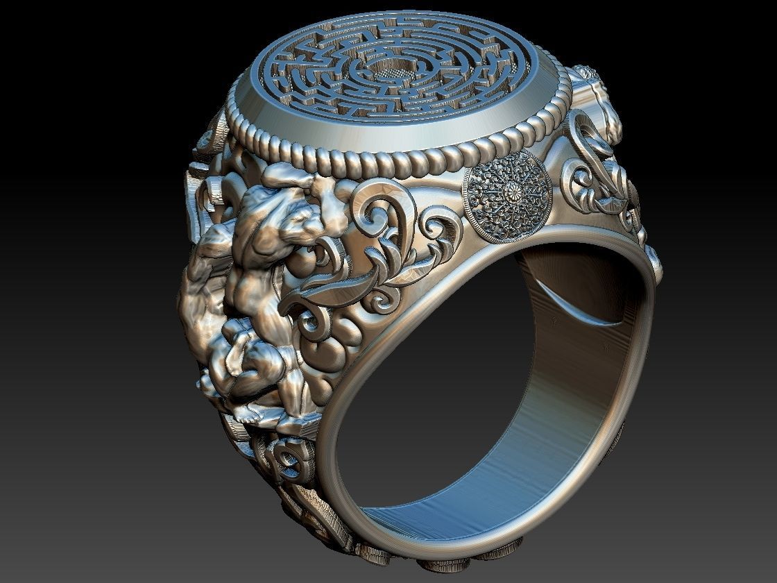 Theseus and Minotaur Greek Mythology Ring - Teseu e Minotauro 3D model ...