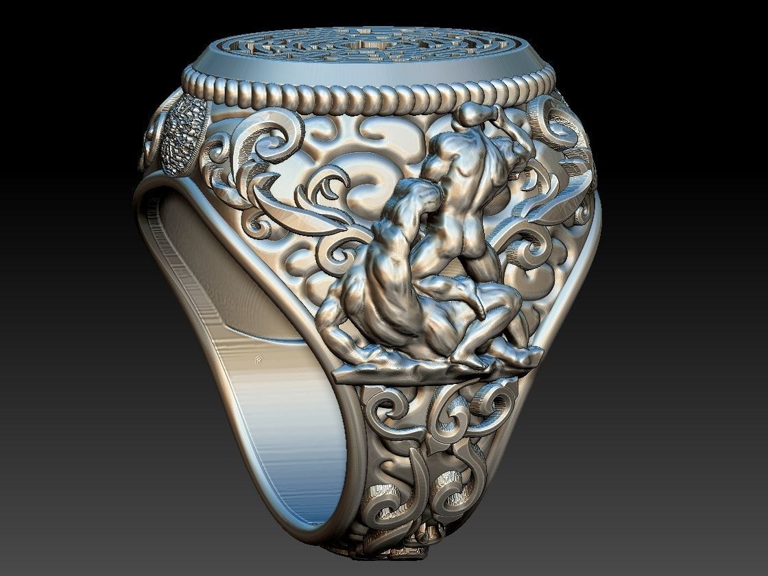 Theseus and Minotaur Greek Mythology Ring - Teseu e Minotauro 3D model ...