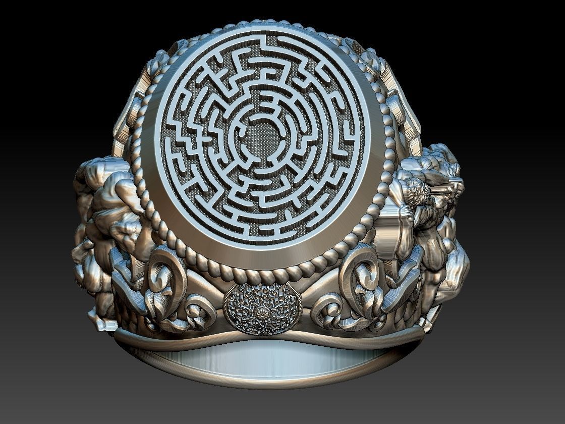 Theseus and Minotaur Greek Mythology Ring - Teseu e Minotauro 3D model ...