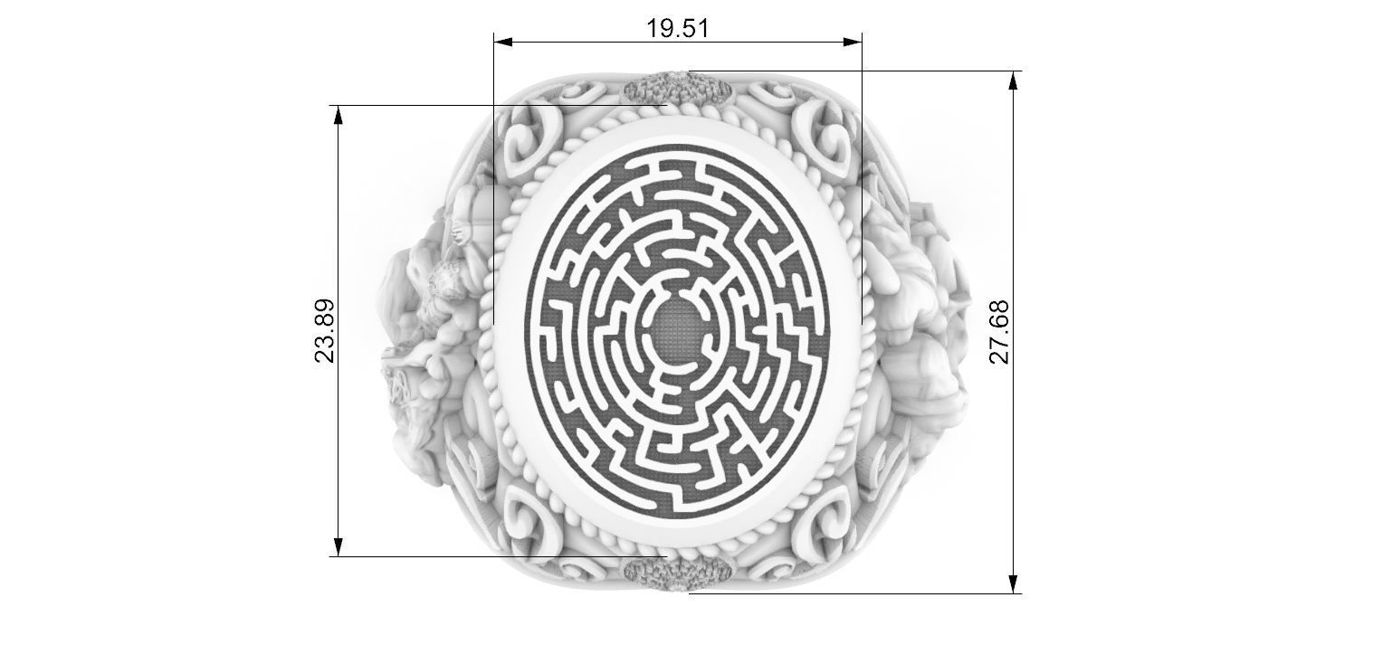 Theseus and Minotaur Greek Mythology Ring - Teseu e Minotauro 3D model ...