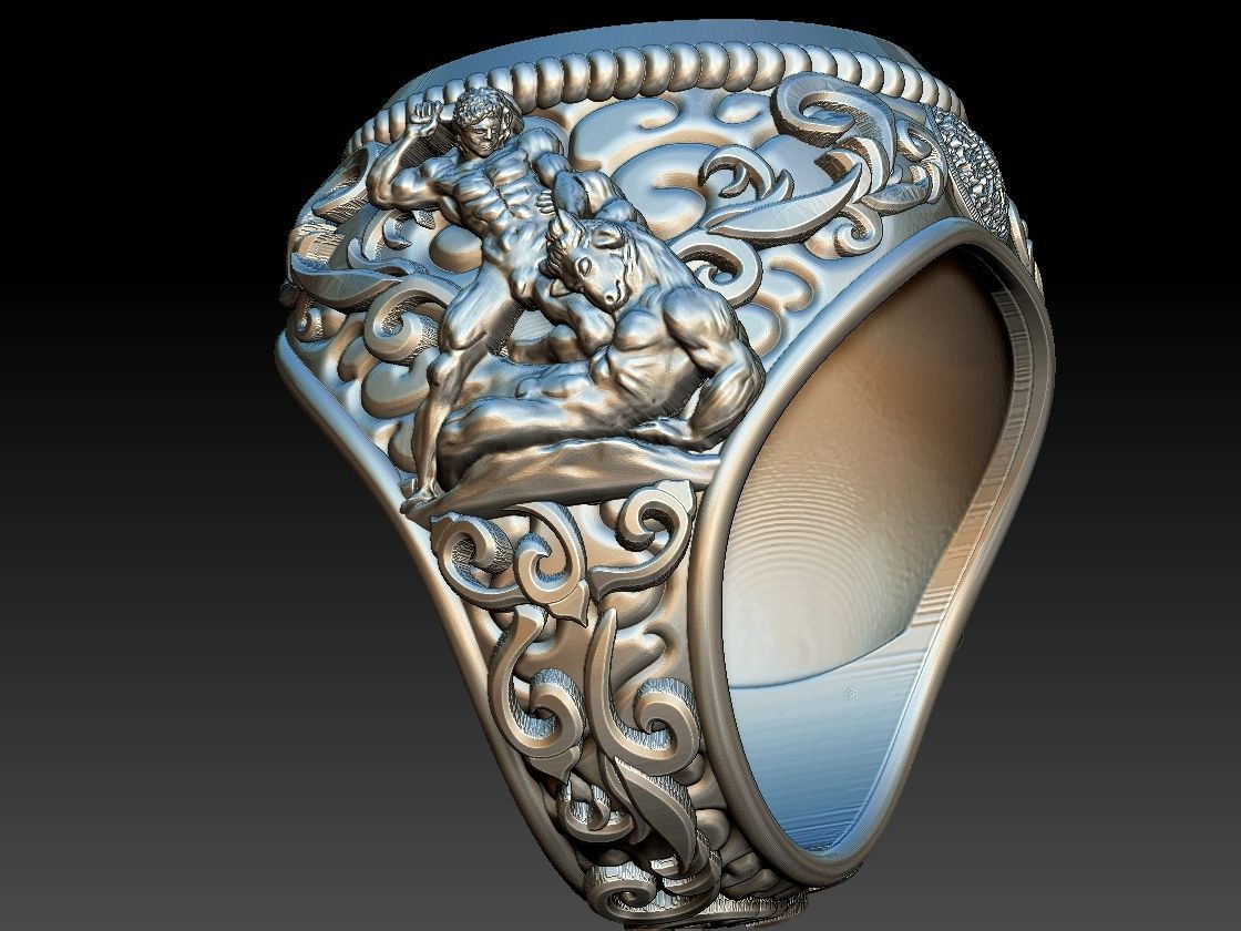 Theseus and Minotaur Greek Mythology Ring - Teseu e Minotauro 3D model ...
