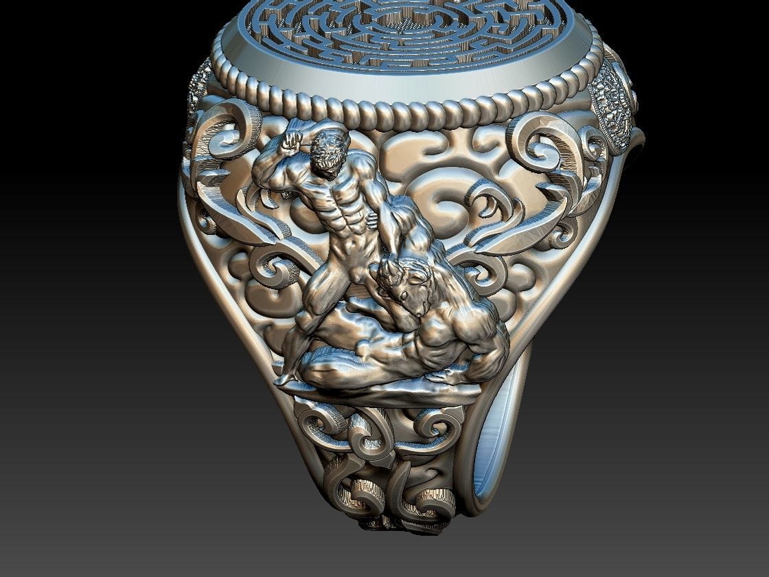 Theseus and Minotaur Greek Mythology Ring - Teseu e Minotauro 3D model ...