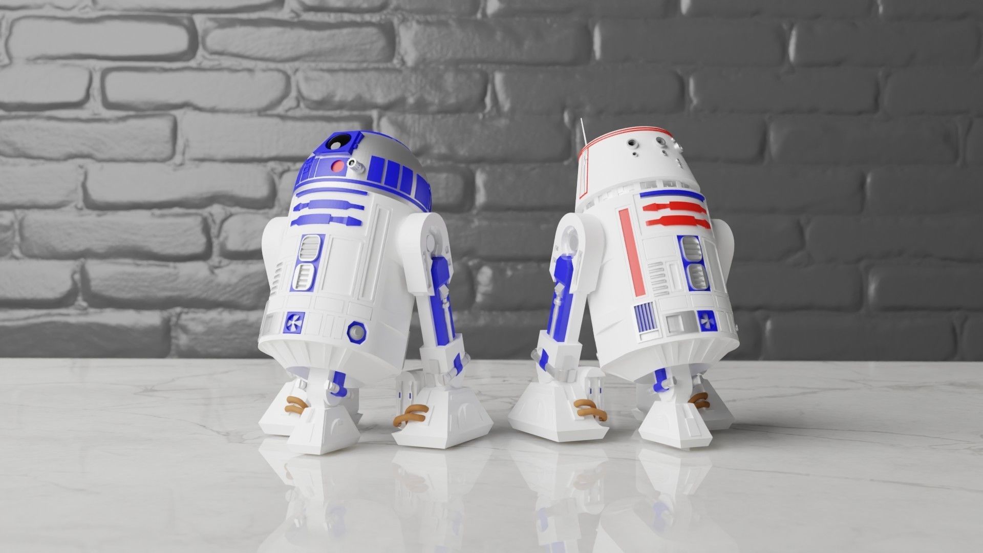 Star Wars Fully Articulated R2-D2 and R5-D4 3D model 3D printable ...