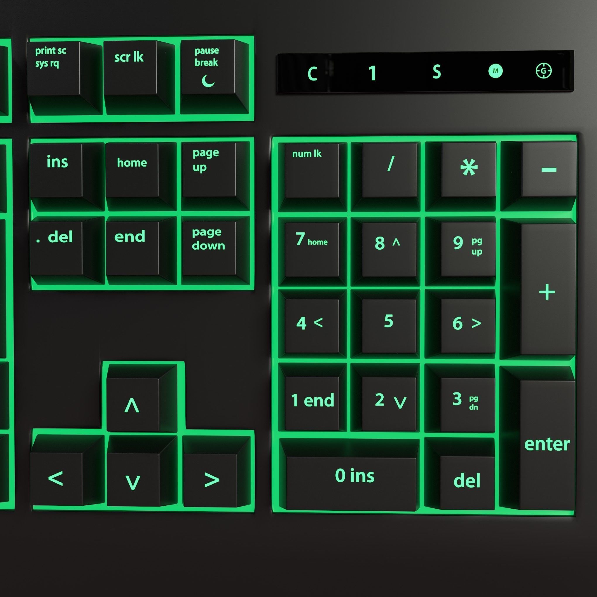 Green rgb pc keyboard 3D model | CGTrader