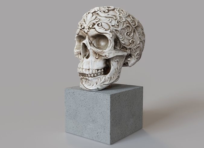 Human skull decorative sculpture 3D model | CGTrader