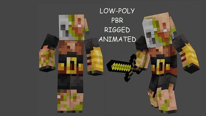 3D model MINECRAFT ZOMBIFIED PIGLIN RIGGED ANIMATED Low-poly 3D model ...