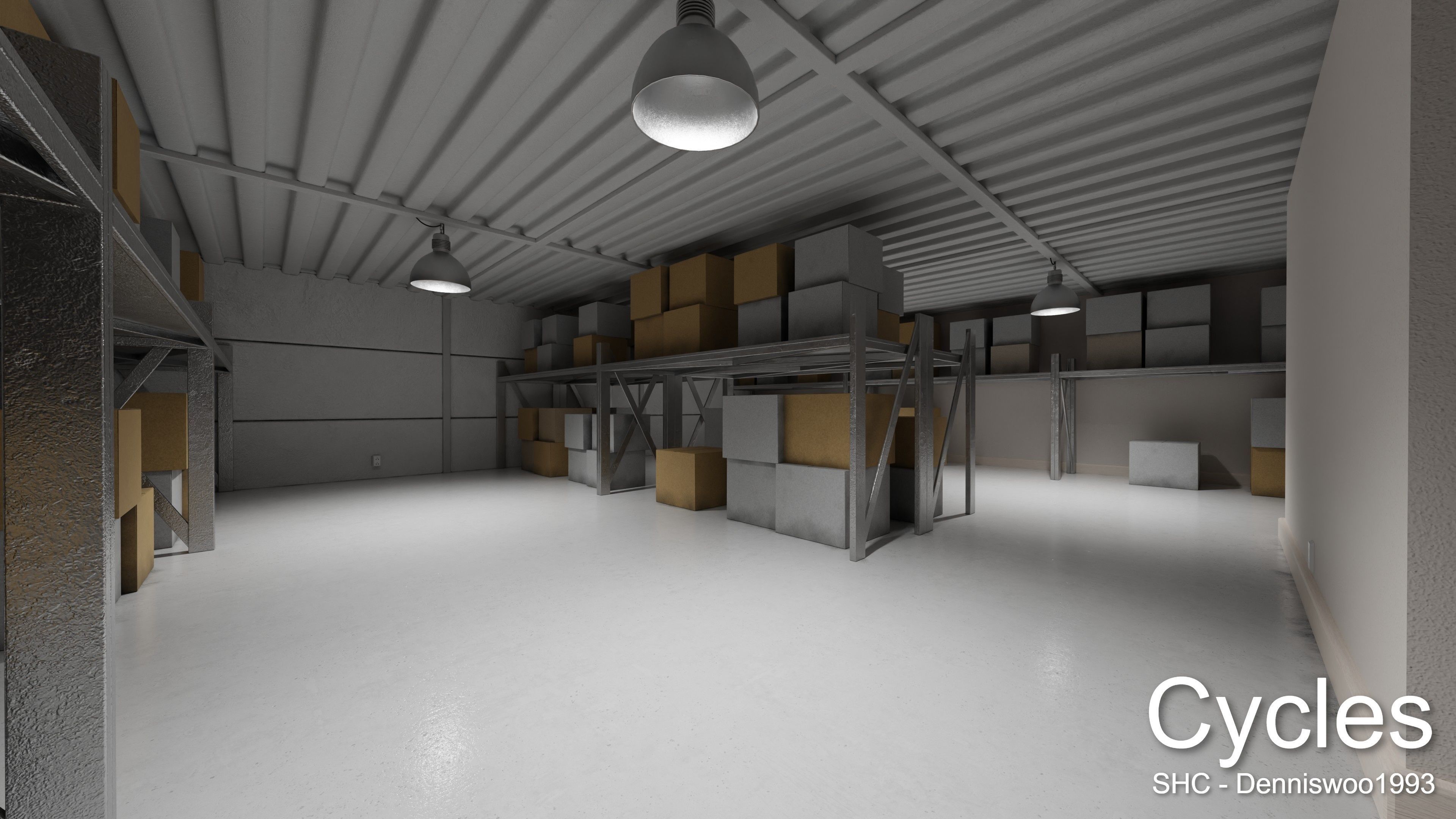 3D model Modern furnished warehouse with office for Blender VR / AR ...