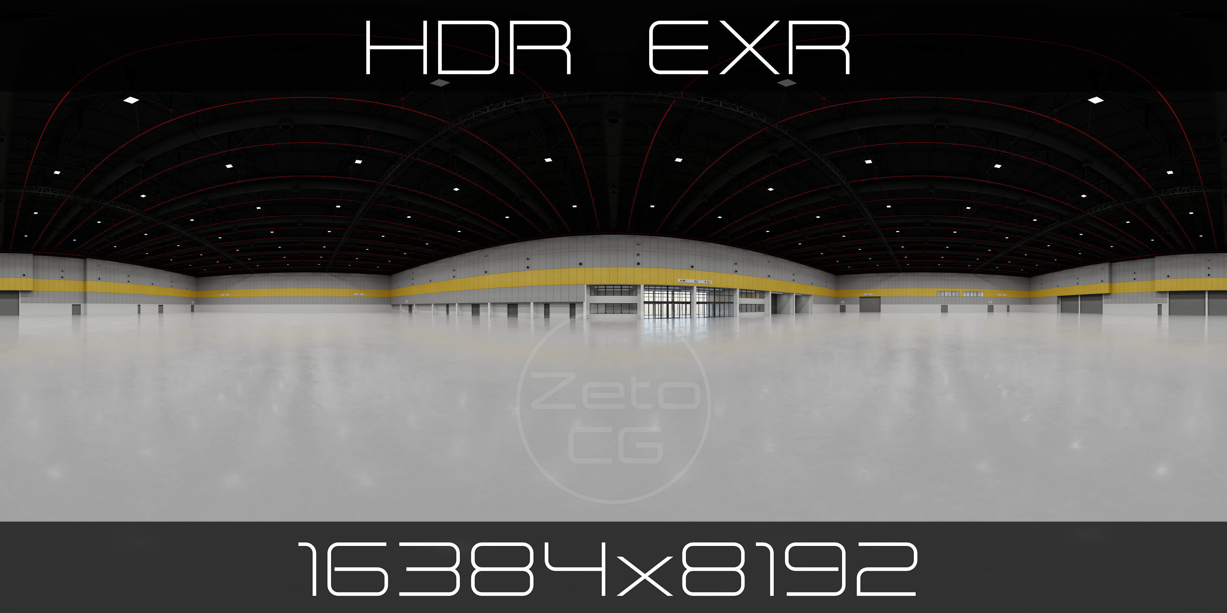 Texture HDRI - Exhibition Hall Interior 5 - 16384x8192 VR / AR / low ...