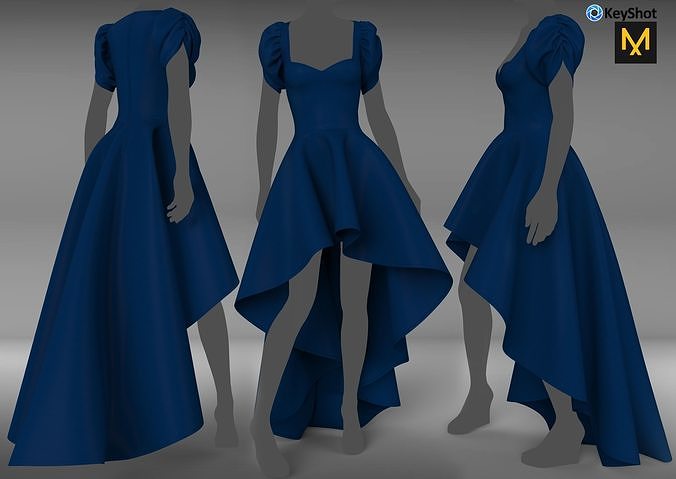 Blue dress 3D model animated | CGTrader