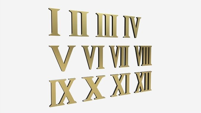 Roman numbers gold metal plastic 3D model | CGTrader