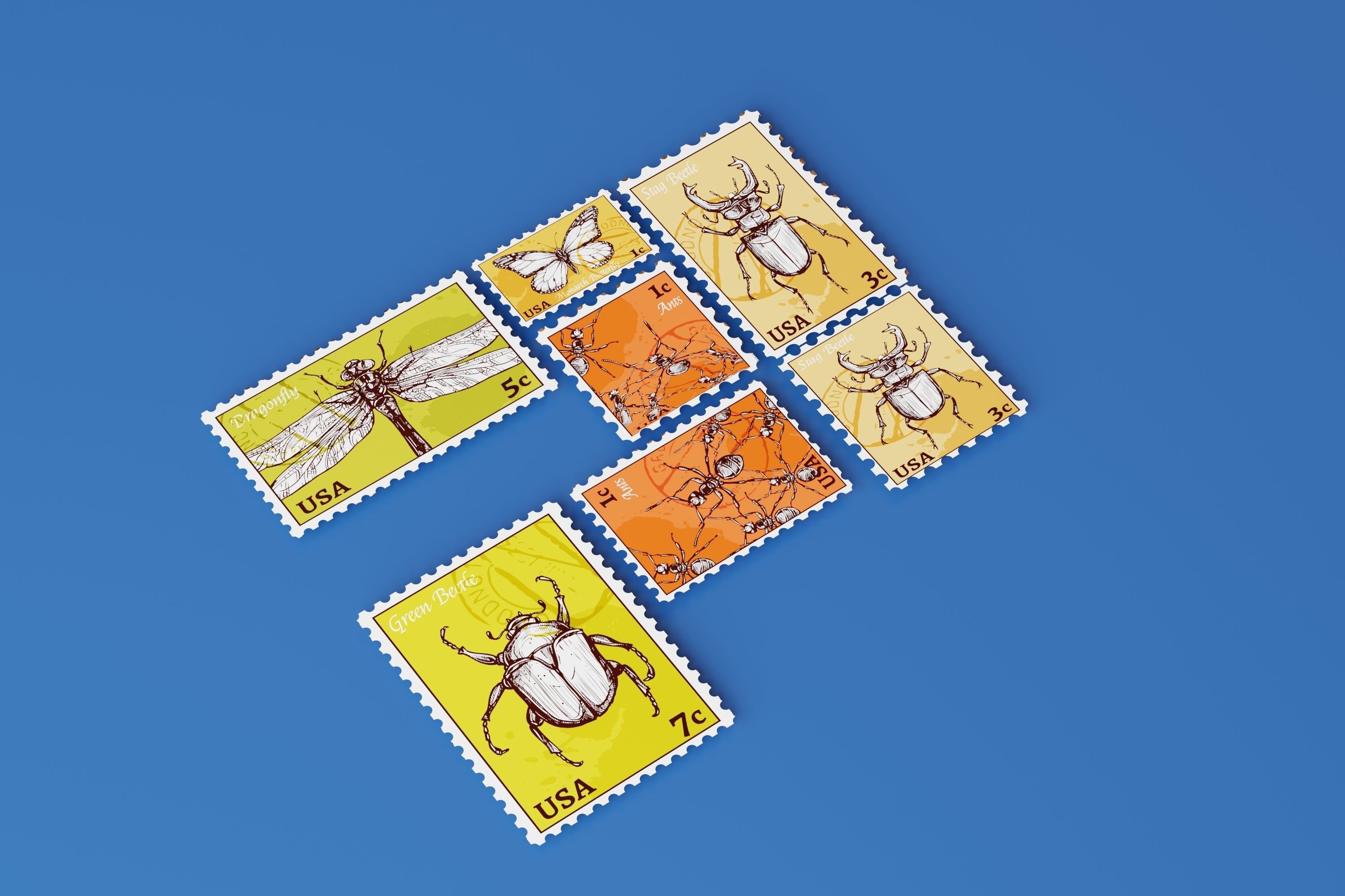 Postage stamp set free VR / AR / low-poly 3D model | CGTrader