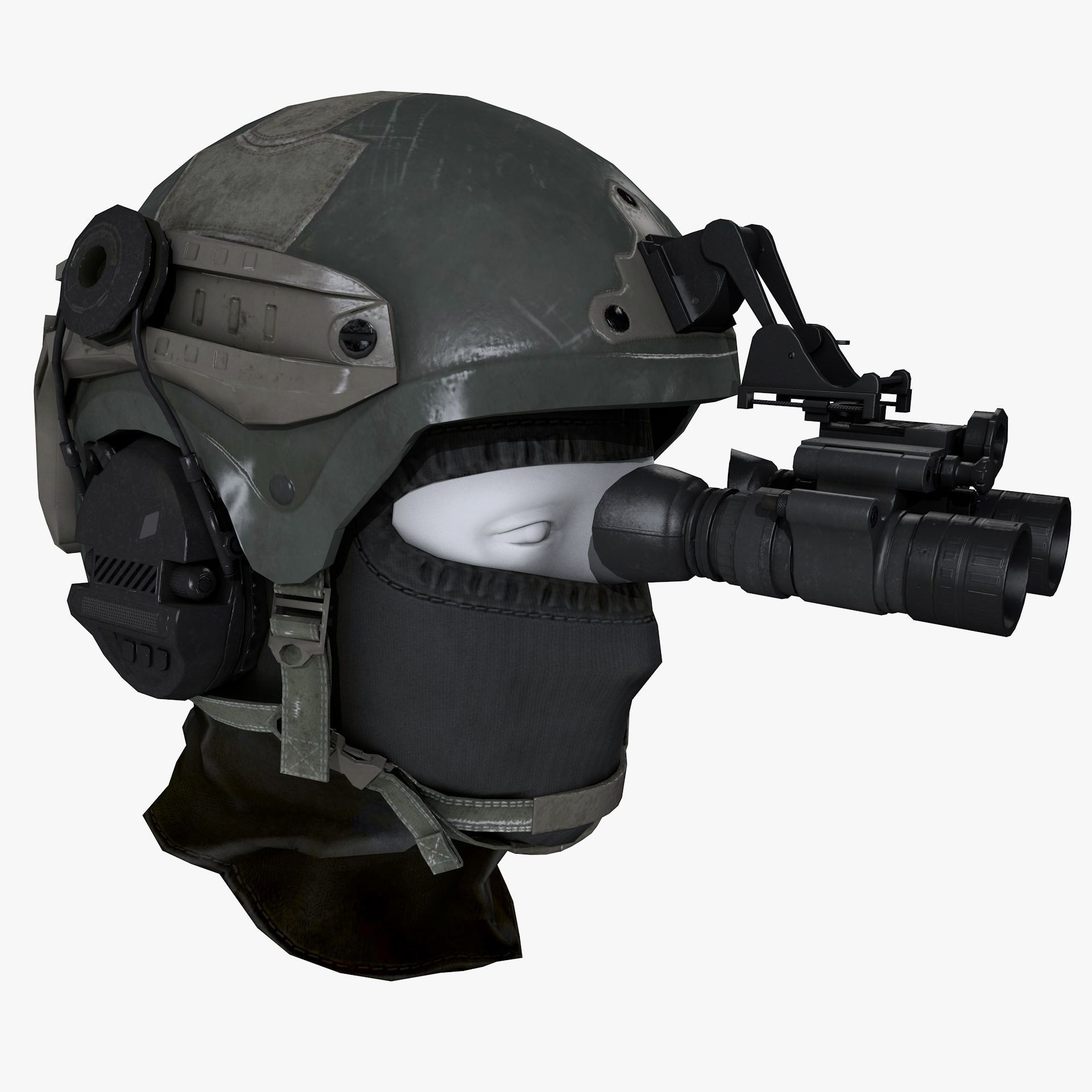 3D model Ops Core Helmet with Tactical Night Goggles VR / AR / low-poly ...