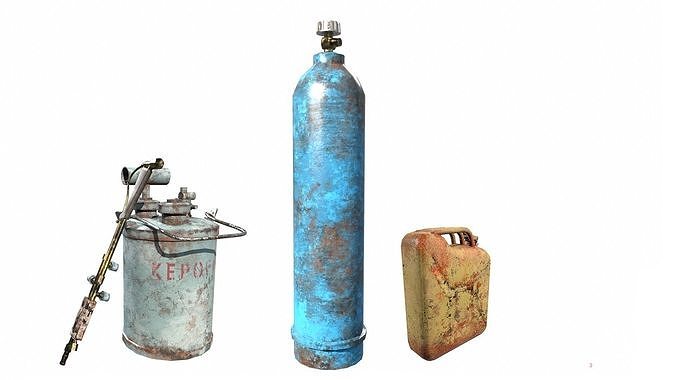 3D model Gas baloon fuel cylinder collection da1 VR / AR / low-poly ...