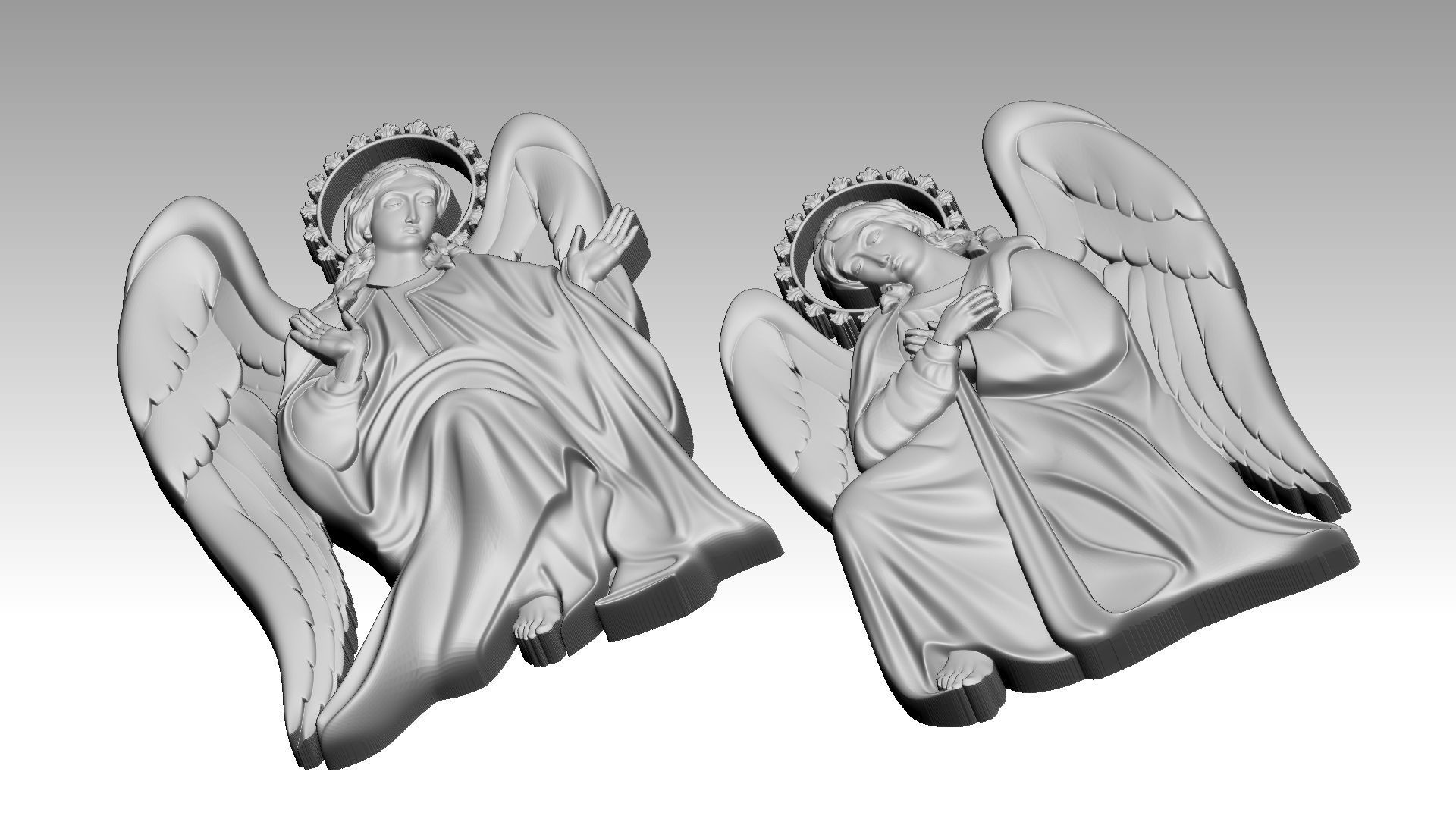 Two female angels 3d print model 3D model 3D printable | CGTrader