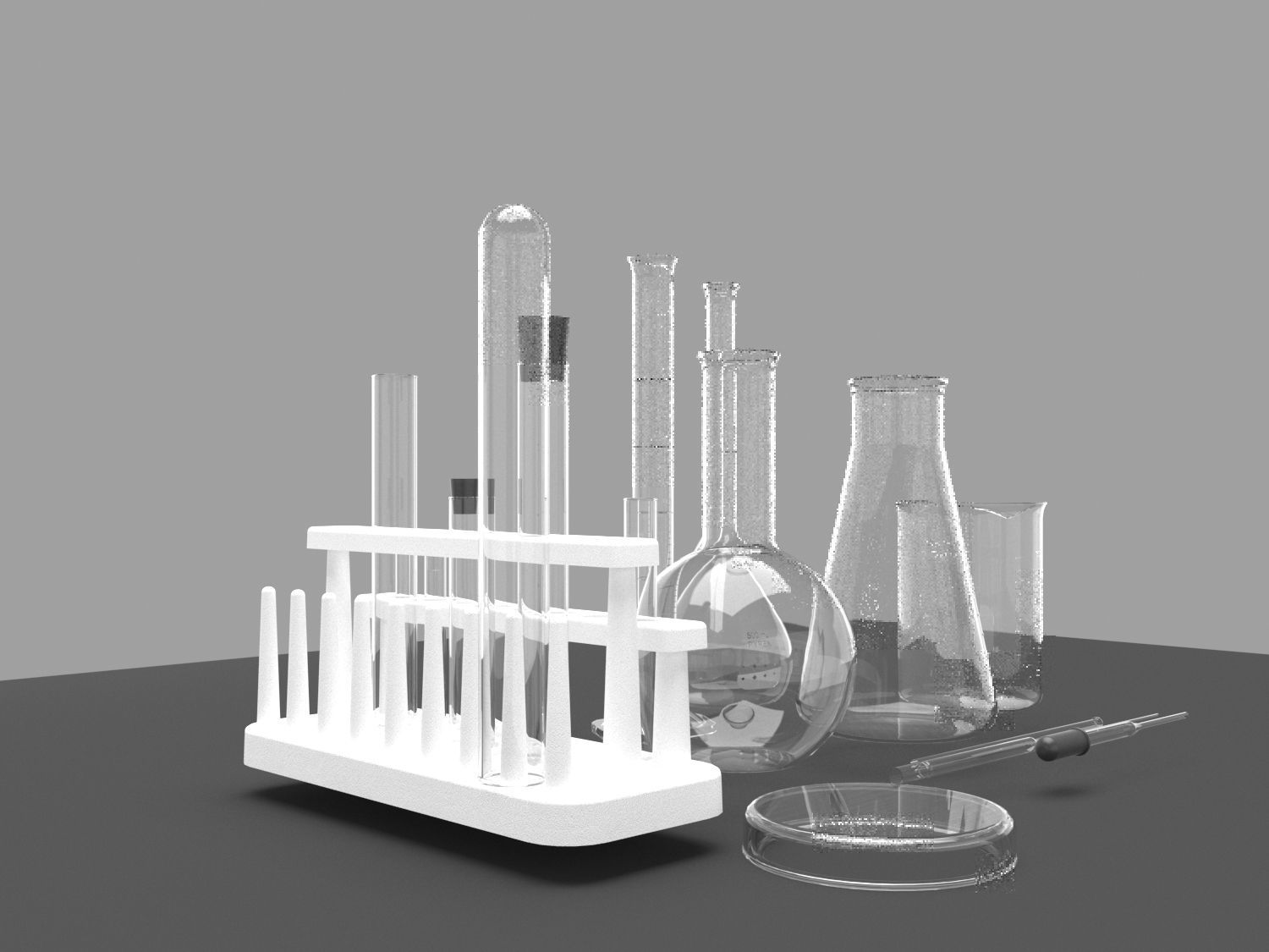 Tube Set laboratory glassware - laboratory glassware 3D model | CGTrader