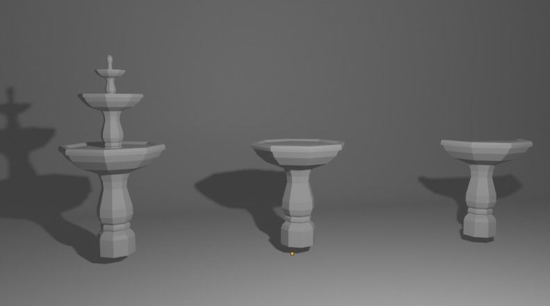 Low Poly Fountains three free VR / AR / low-poly 3D model | CGTrader