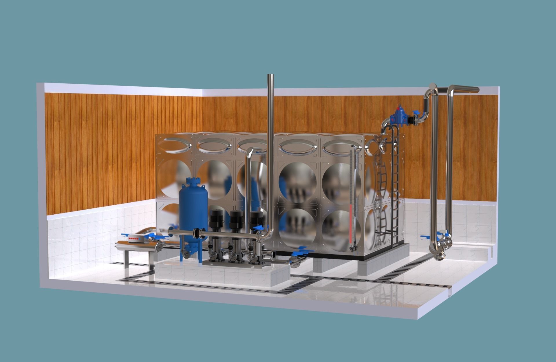 Small water supply pump house model 3D model rigged | CGTrader