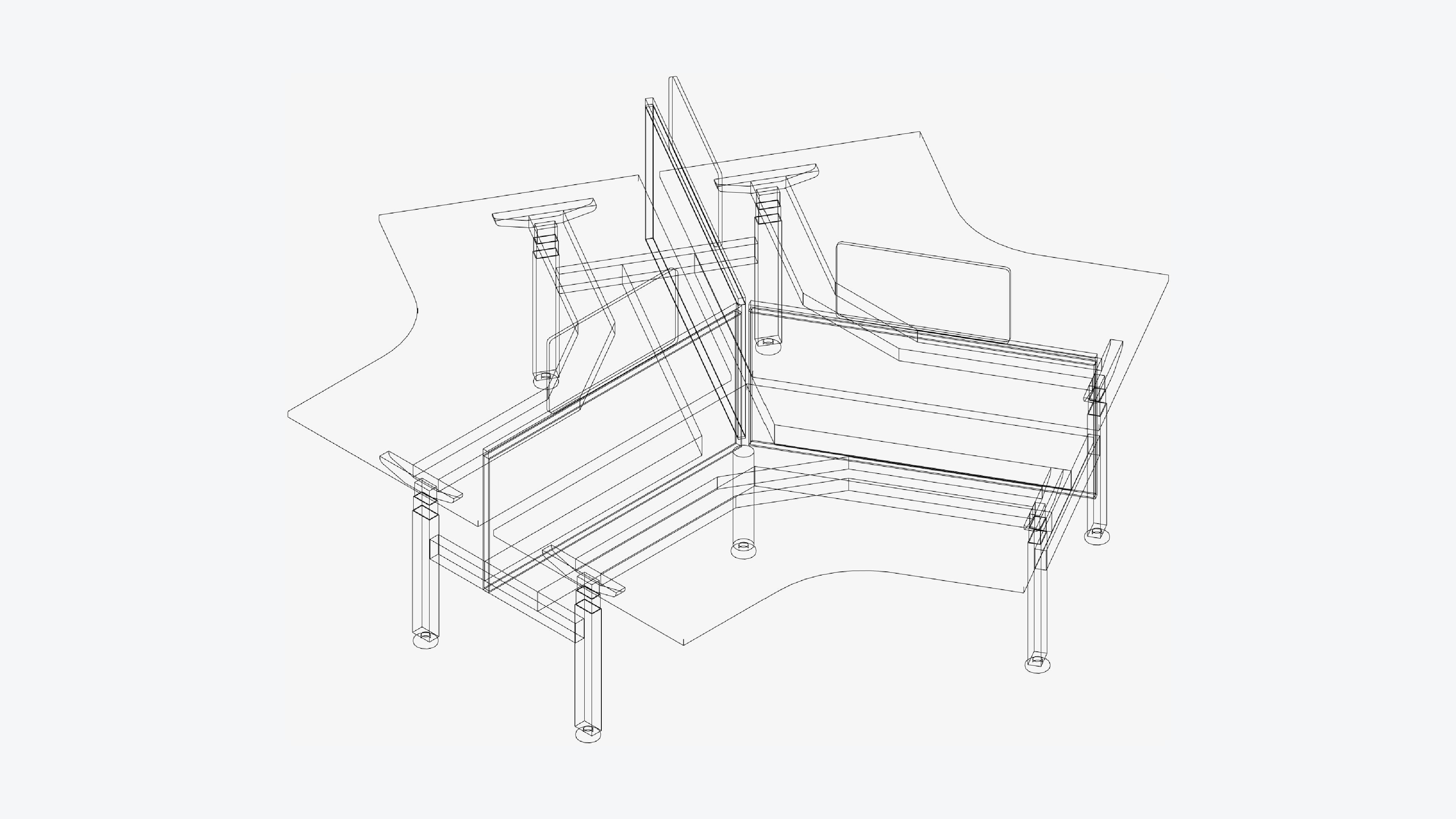 3D model Desk - Cluster - Officetec - Angular - 120 Deg - Adjustable VR ...