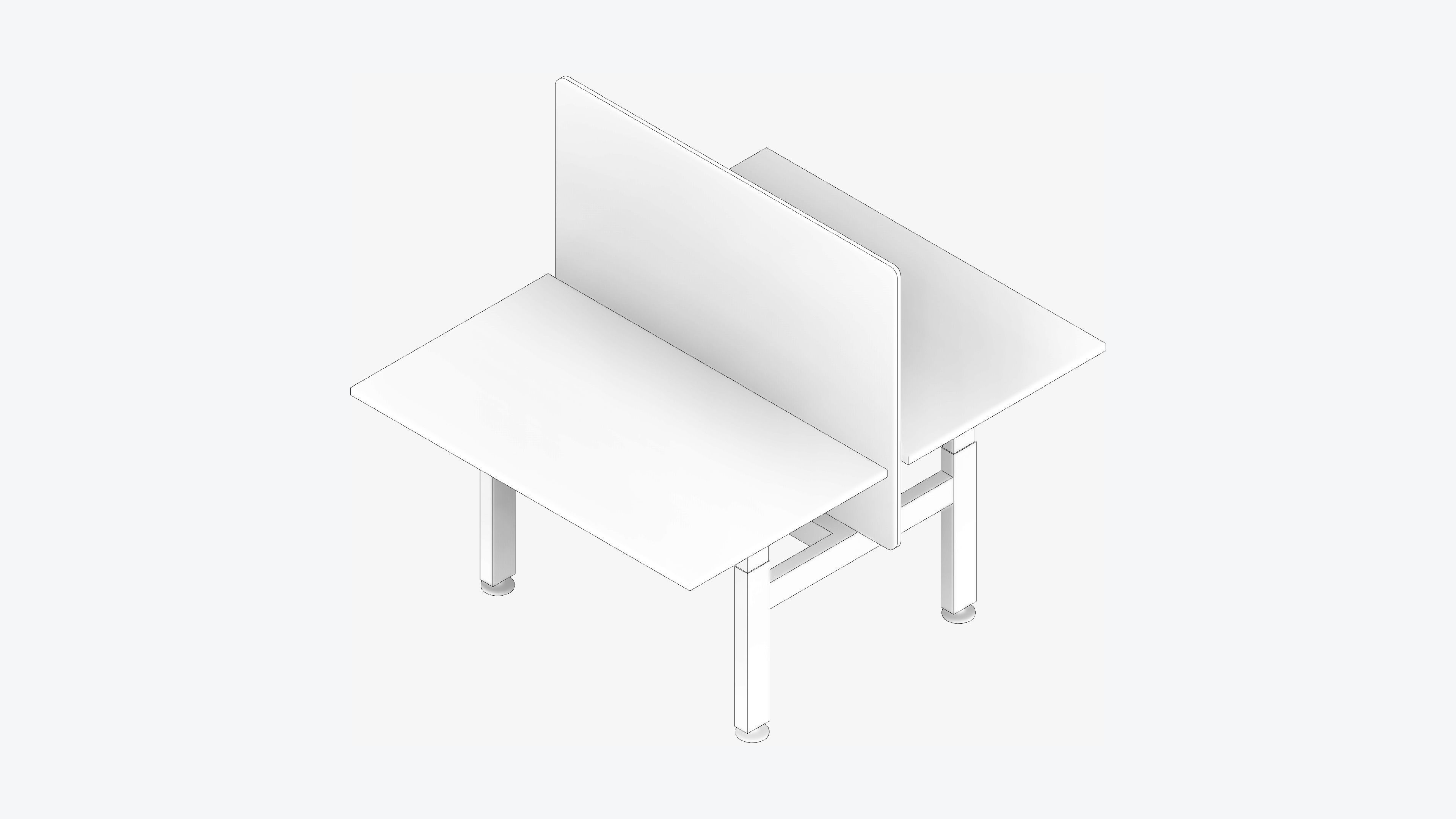 3D model Desk - Double - Officetec - Angular - Linear - Adjustable ...