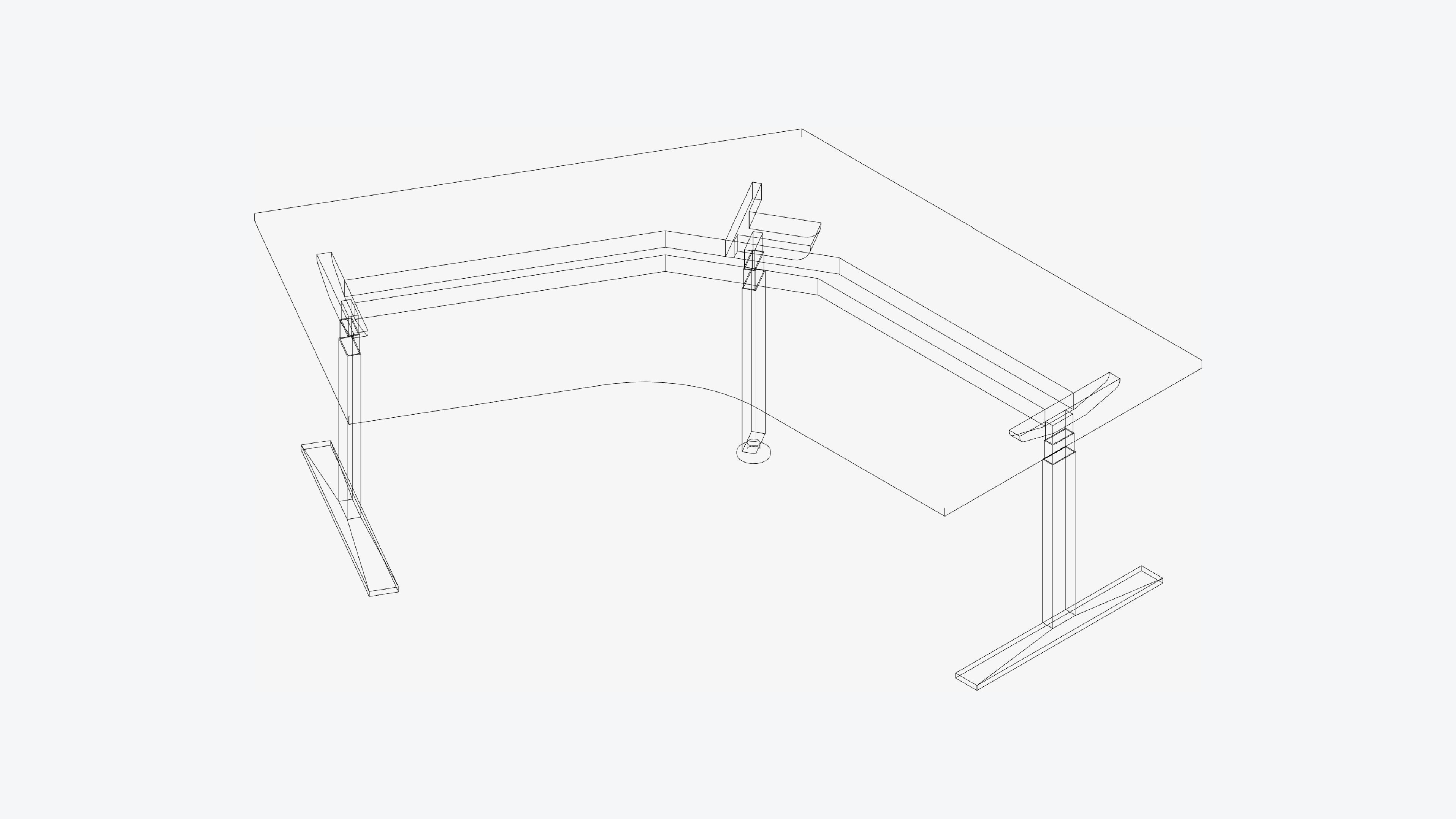 3D model Desk - Single - Officetec - Angular - 120 Deg - Adjustable VR ...