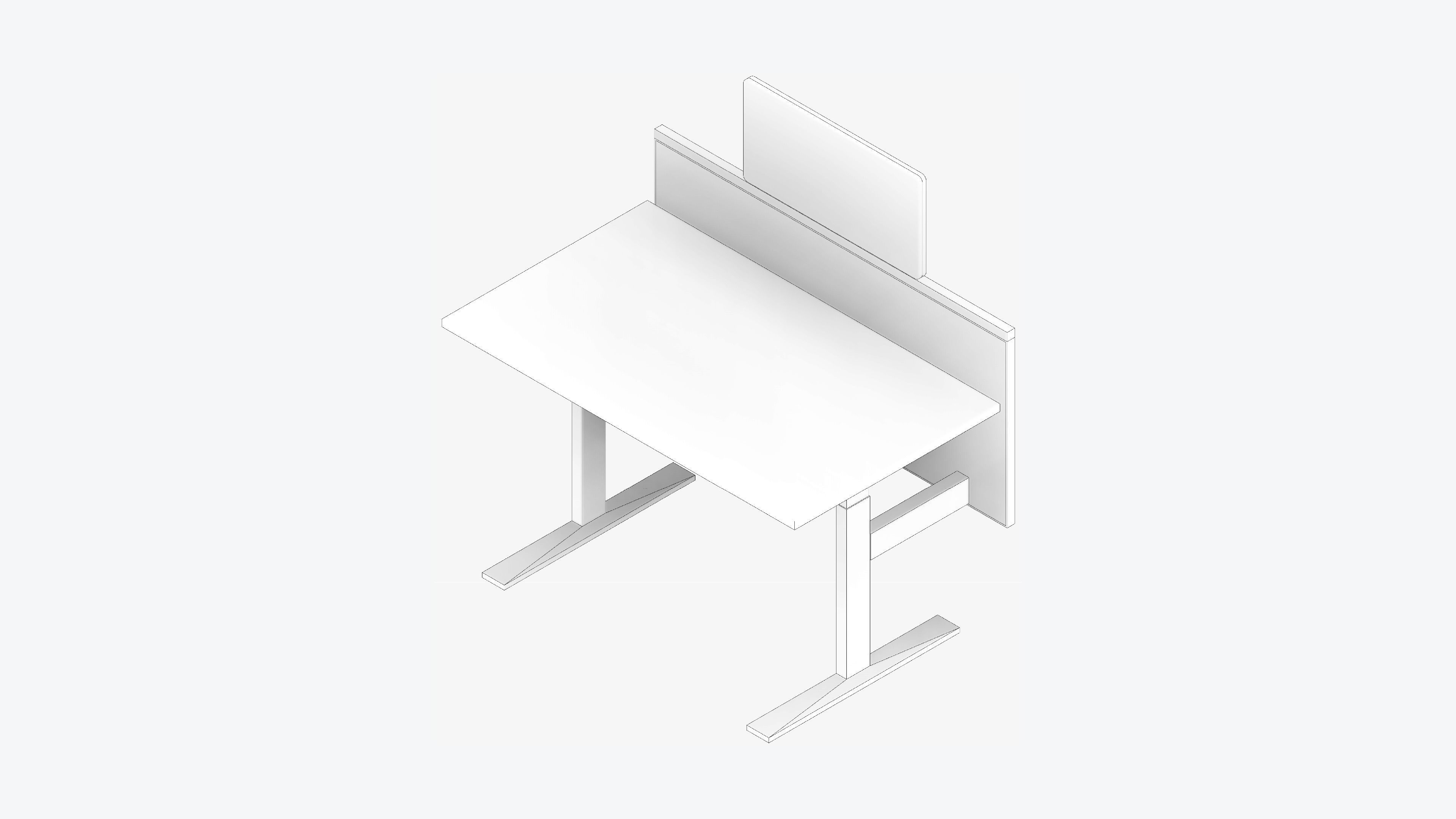 3D model Desk - Single - Officetec - Angular - Linear - Adjustable ...