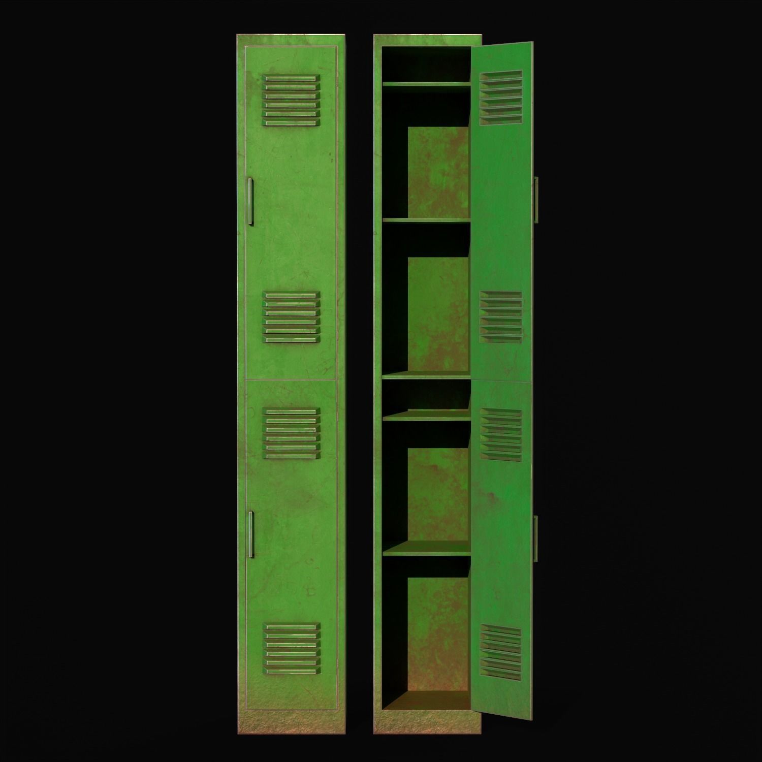 3D model Old School Lockers Green VR / AR / low-poly | CGTrader