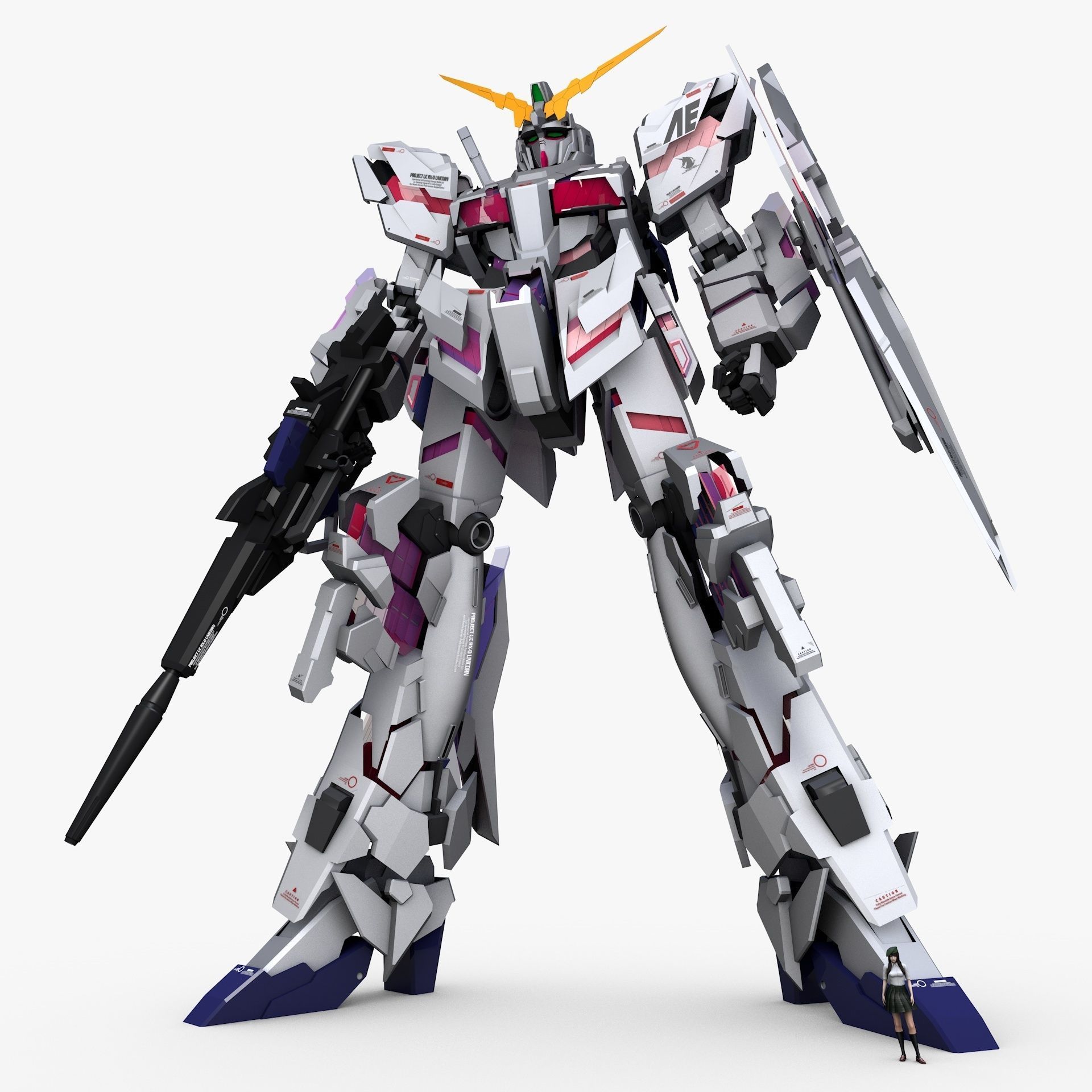 3D model Mobile Suit Gundam RX-0 Unicorn Destroy Mode VR / AR / low ...