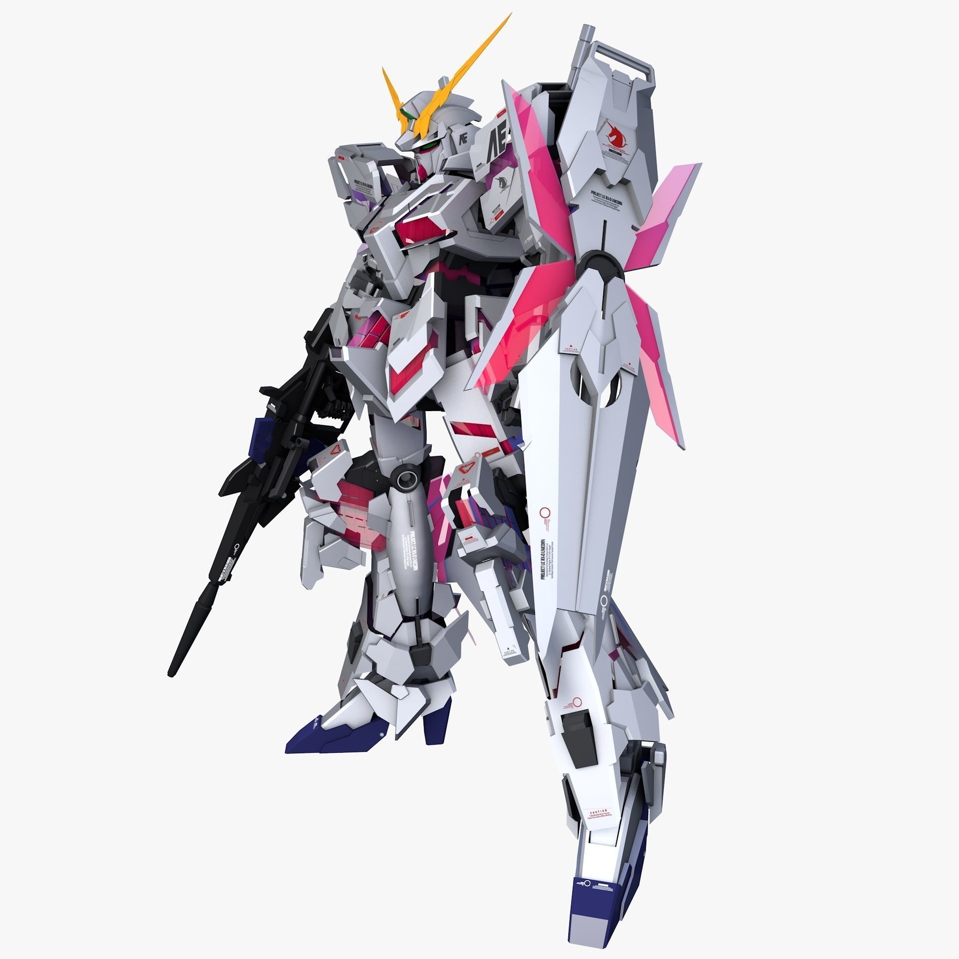 3D model Mobile Suit Gundam RX-0 Unicorn Destroy Mode VR / AR / low ...