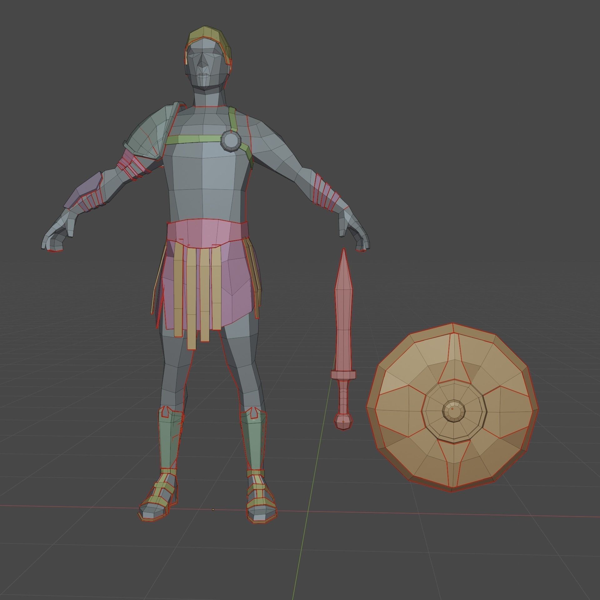Gladiator Low Poly Stylized Game Ready Character with Bone Pose free VR / AR / low-poly 3D model ...