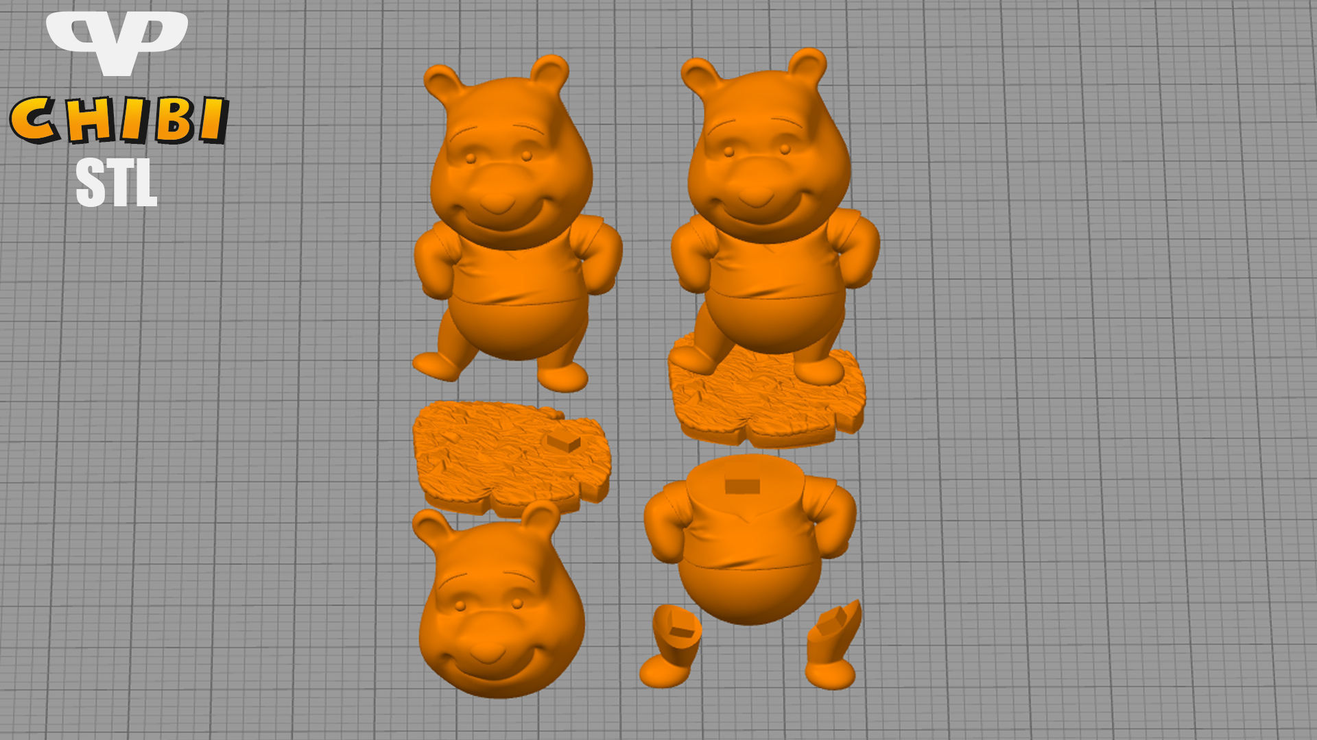 Winnie The Pooh Chibi STL for 3D Printing ChibiSTL 3DXM 3D model 3D ...