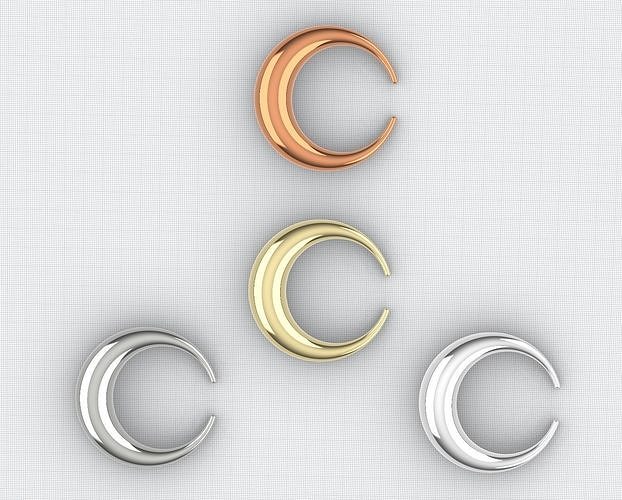 Round Crescent Moon 4 versions free 3D model 3D printable | CGTrader