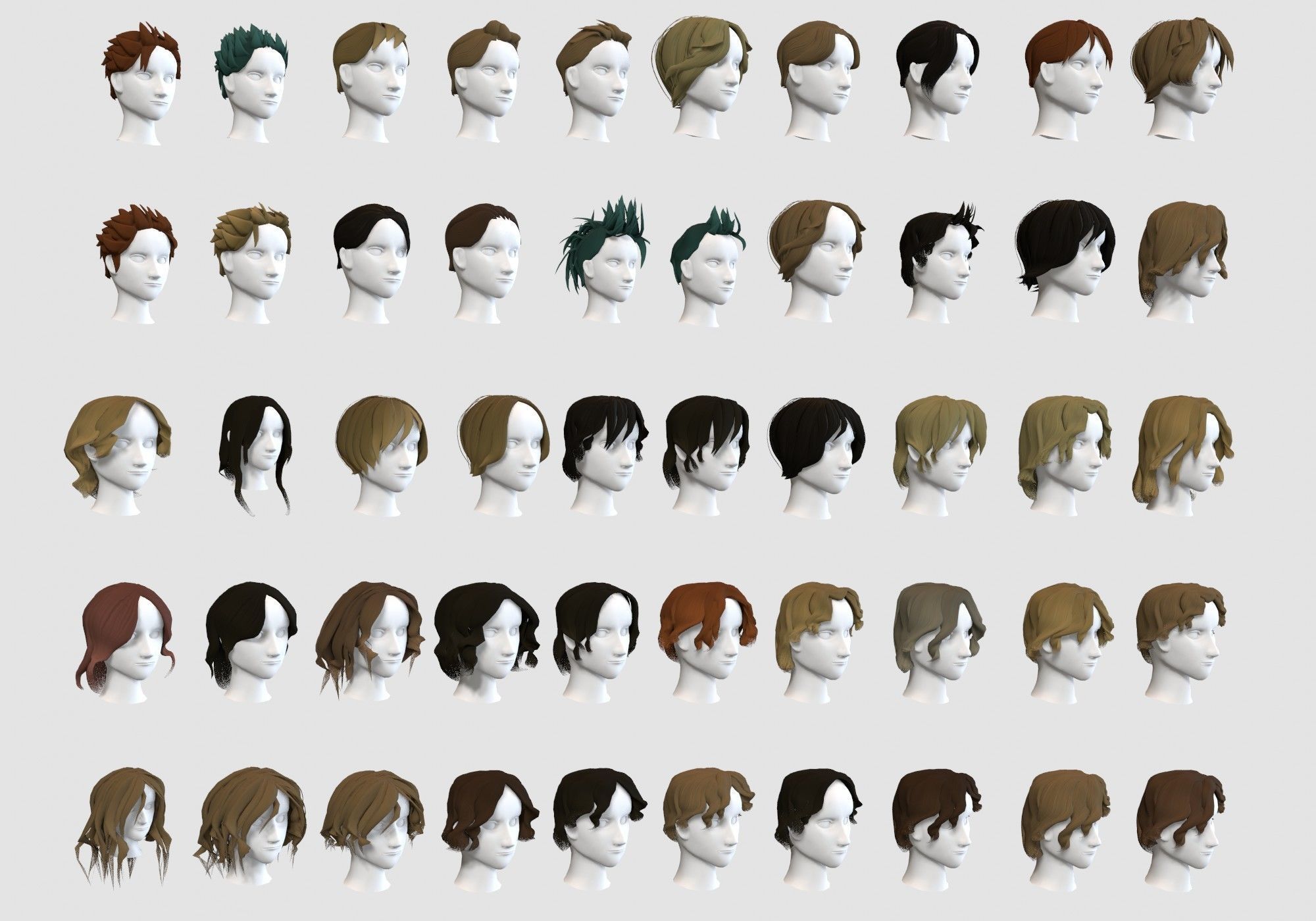 male hair collection 3D model | CGTrader