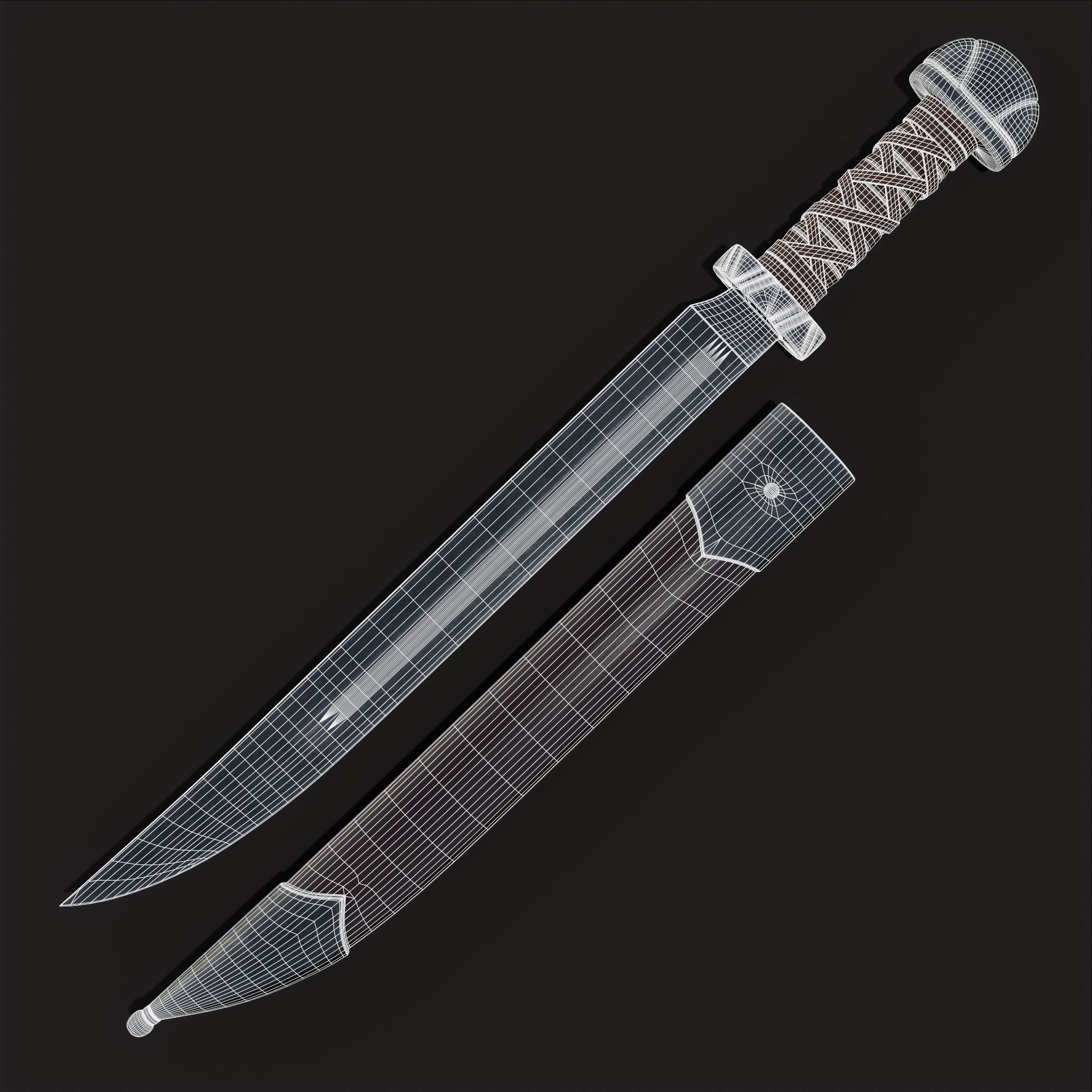 3D model Medieval Germanic Seax Short Sword VR / AR / low-poly | CGTrader