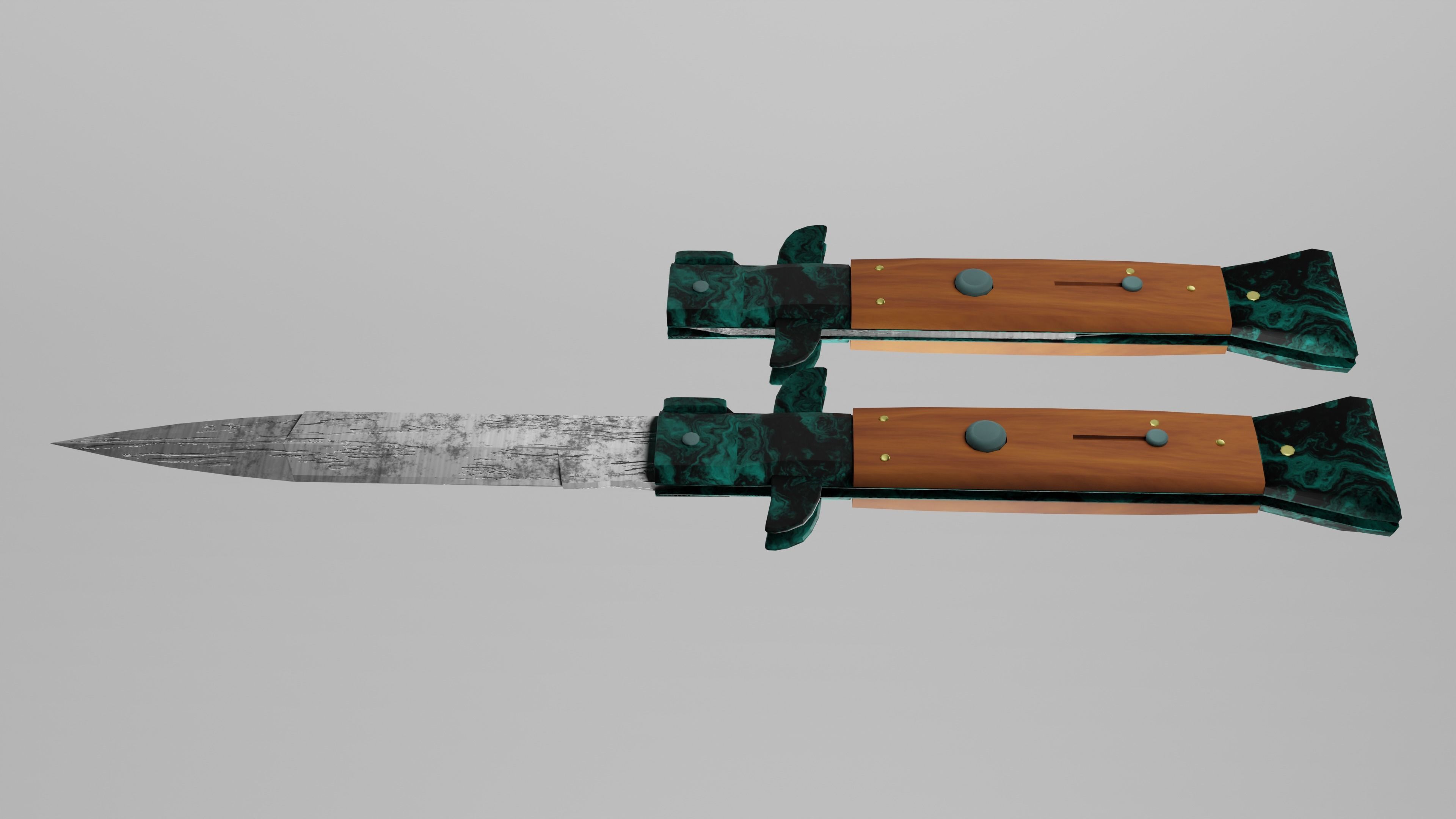 Stiletto knife Switchblade Lowpoly 3D model free VR / AR / low-poly 3D ...