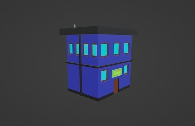3D model Low-poly 3d shop building VR / AR / low-poly | CGTrader