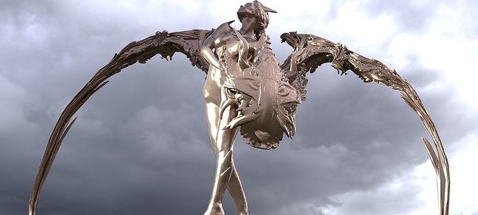 Atlantis Angel Female shield sculpture 4 3D model | CGTrader
