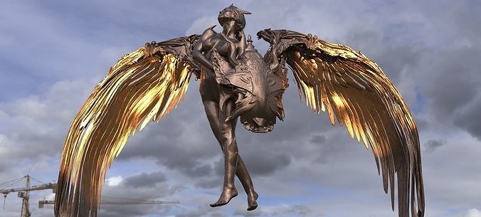 Atlantis Angel Female shield sculpture 5 3D model | CGTrader
